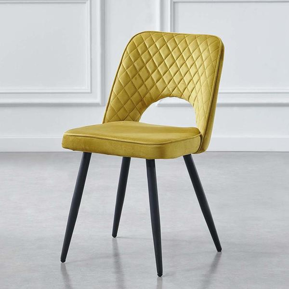 RayGar Dining Chairs Hope Fabric Set of 2 - Ochre Yellow | Free & Fast P&P