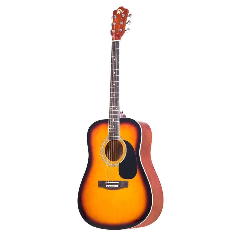 Rio 4/4 size (41") Acoustic Dreadnought Guitar - Sunburst | Free & Fast P&P