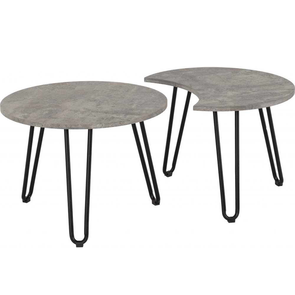 Athens Round Duo Coffee Table Set - Concrete Effect | Free & Fast P&P