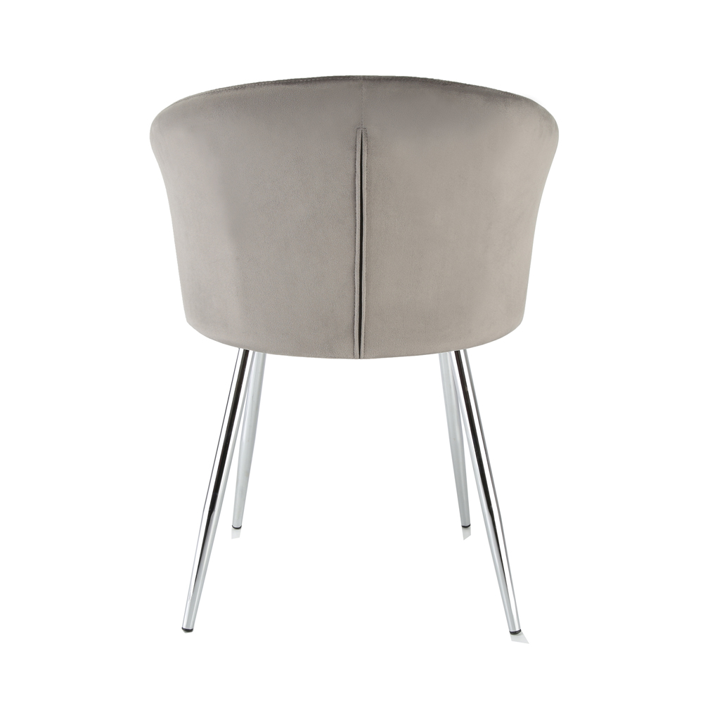 RayGar Ella Dining Chair in Velvet - Grey w/ Silver Legs | Free & Fast P&P