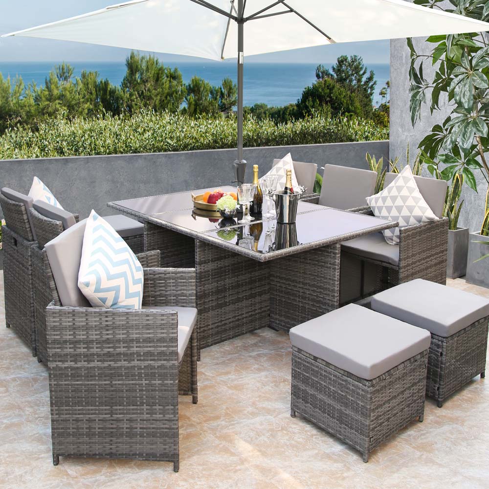 Hestia Deluxe Rattan 10 Seater Dining Cube Garden Furniture Patio Set w ...