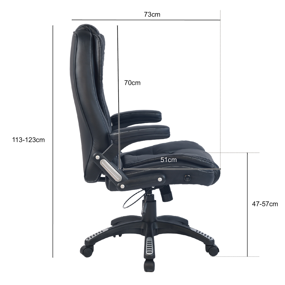 RayGar Luxury Faux Leather High Back Reclining Office Chair - Black ...