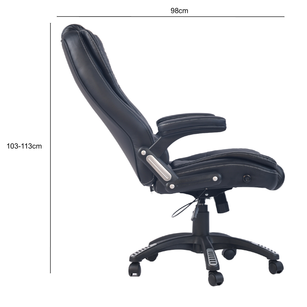 RayGar Luxury Faux Leather High Back Reclining Office Chair - Black ...