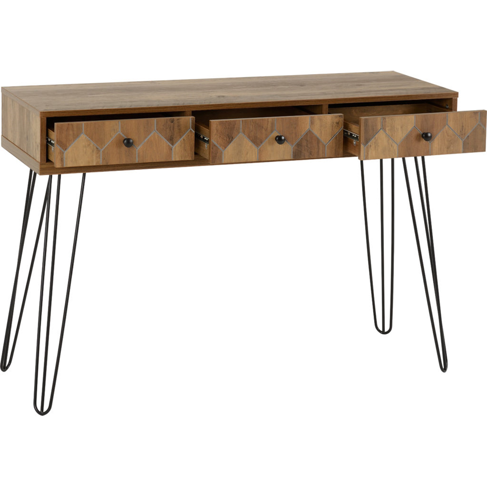 Ottawa 3 Drawer Console Table - Oak/Black | Free & Fast P&P