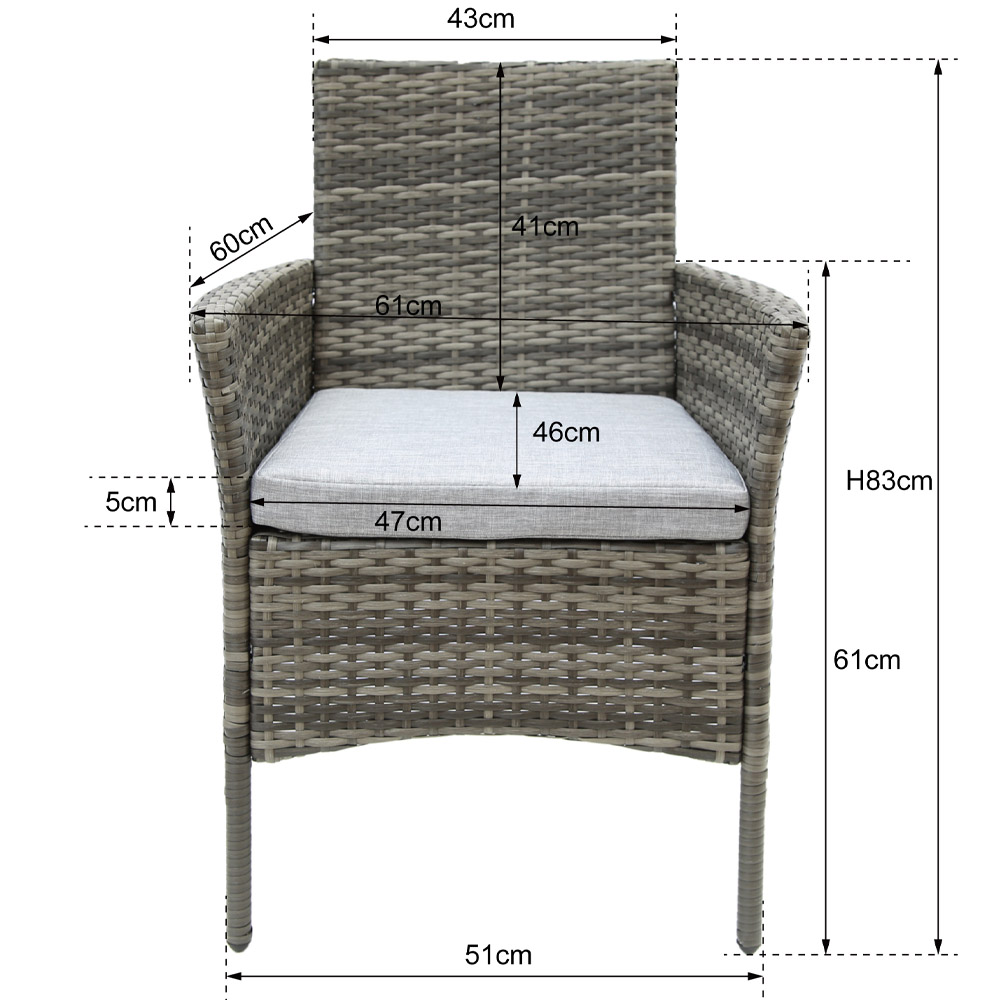 Virginia Deluxe Rattan 2 Seater Round Bistro Set - Grey | Free & Fast P&P