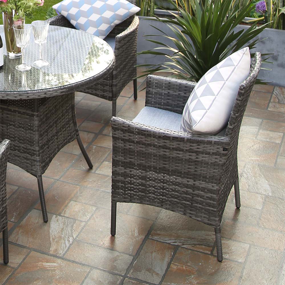 Valencia Deluxe Rattan 4 Seater Bistro Set with Round Table - Grey ...